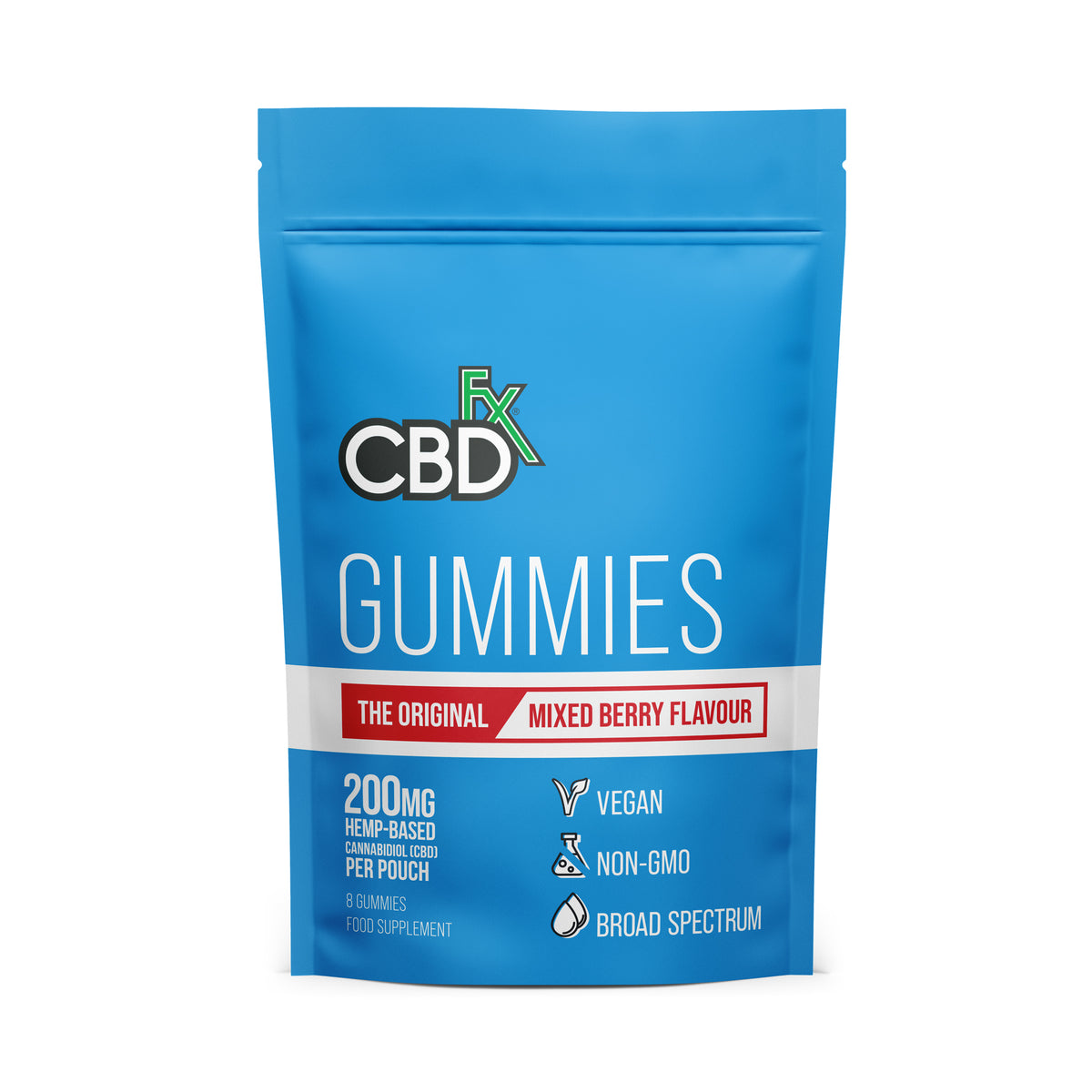 CBD +FX Hemp Gummies The Original Mixed Berry Flavour 200mg 8 gummies ...